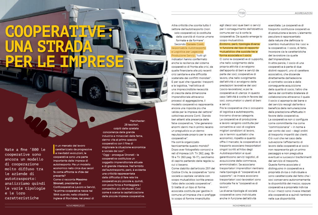 Su Rivista TIR dell'Albo Autotrasporto un focus sul modello cooperativo ...